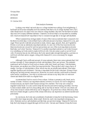Nutrition Analysis Project Part 1 Essay - Nutrient Deficiency and ...