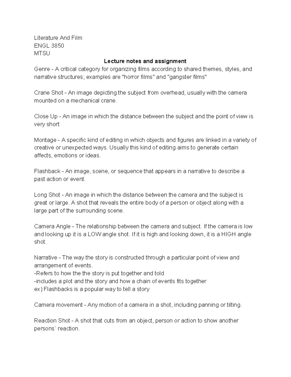 Untitled document (18) - Literature And Film ENGL 3850 MTSU Lecture ...