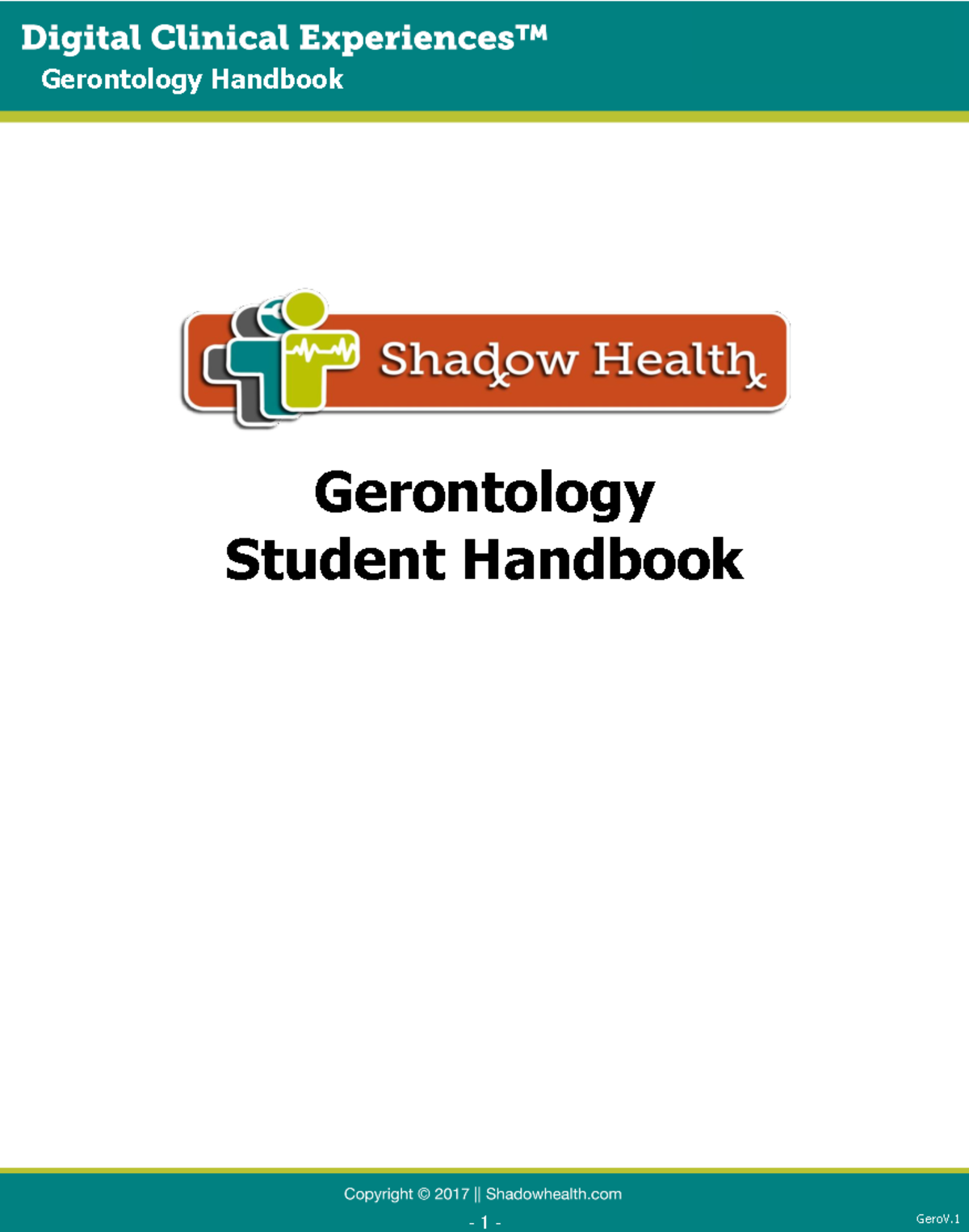 Gerontology Handbook V - ####### GeroV. Gerontology Student Handbook ####### GeroV. Table of ...