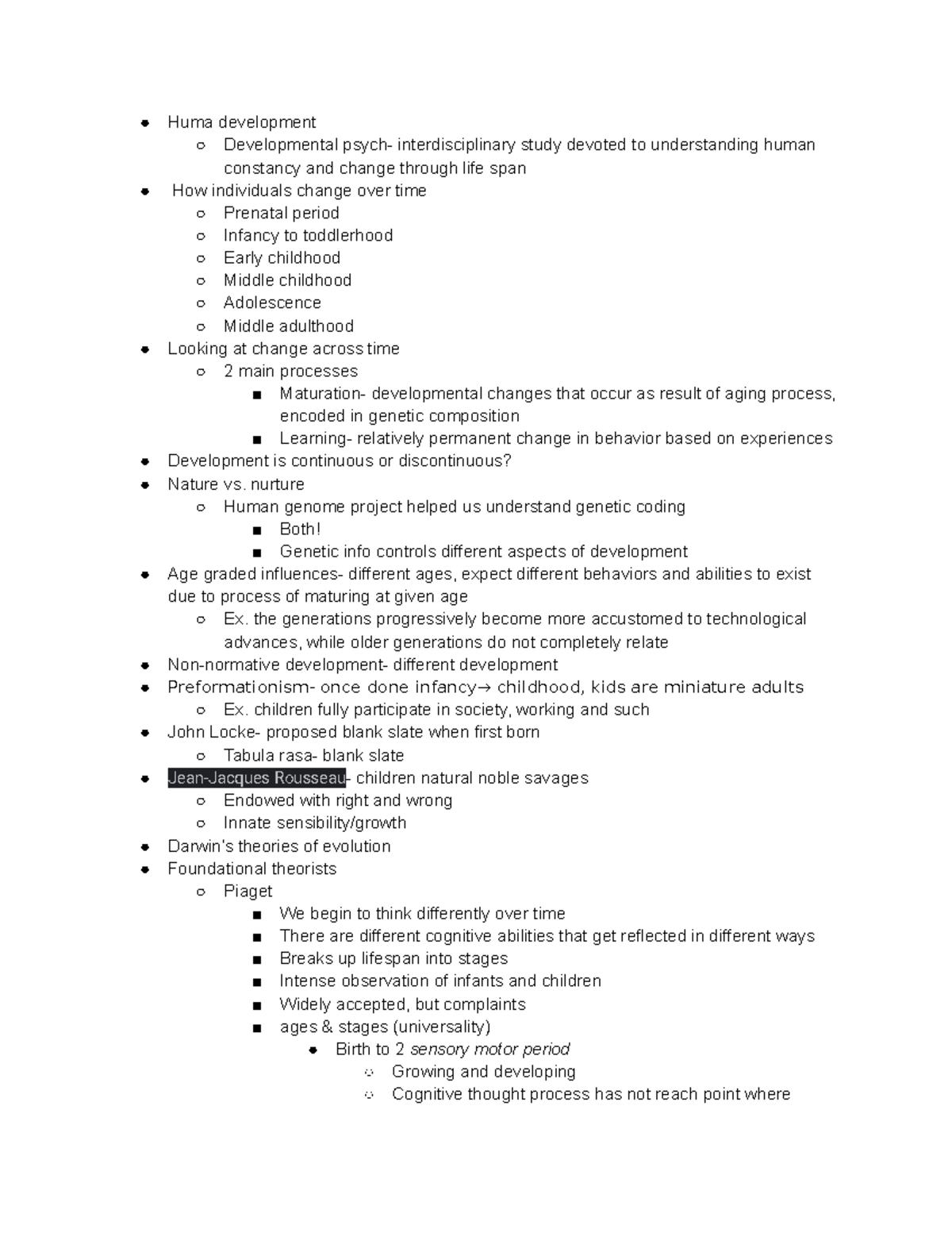 Psych 101 Lecture 2 Week 2 Pt 2 - Huma development Developmental psych ...