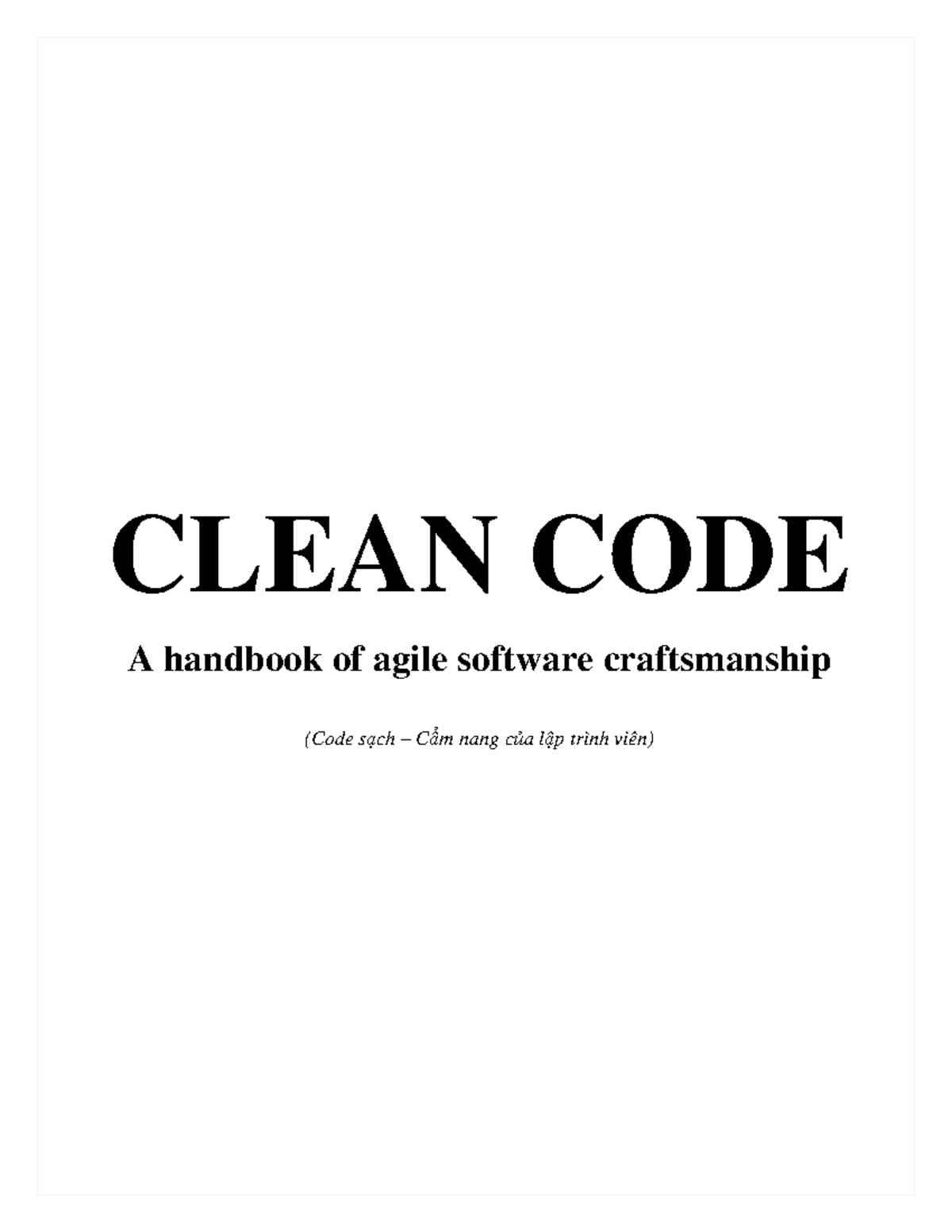 I-II - clean code for beginer - CLEAN CODE A handbook of agile software ...