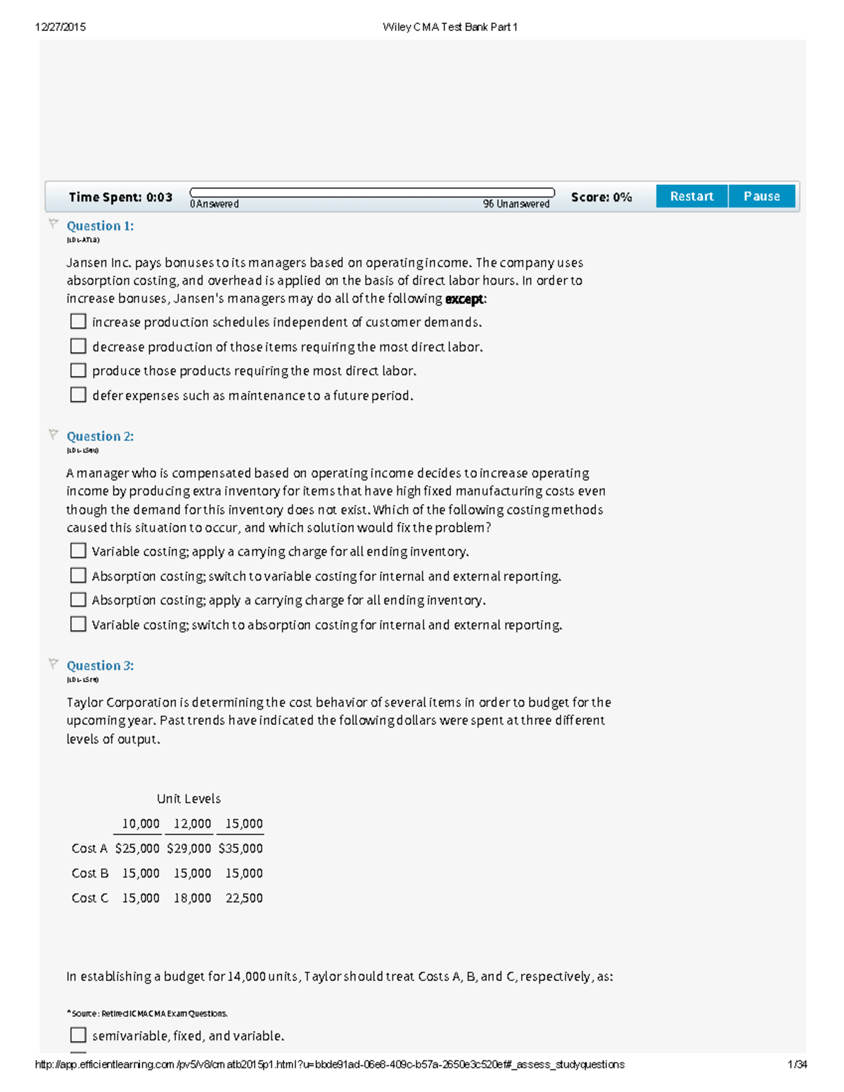 D1 Measurement Concepts (Without Answer) - Time Spent: 0:03 0 Answered ...