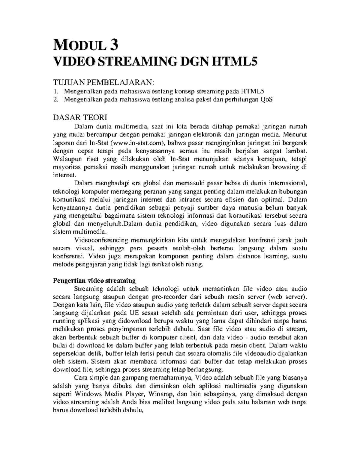 Prakt 3 Video Streaming HTML5 - MMOODDUULL 33 V VIIDDEEOO SSTTRREEAAMMIINNGG DDGGNN HHTTMMLL 55 ...