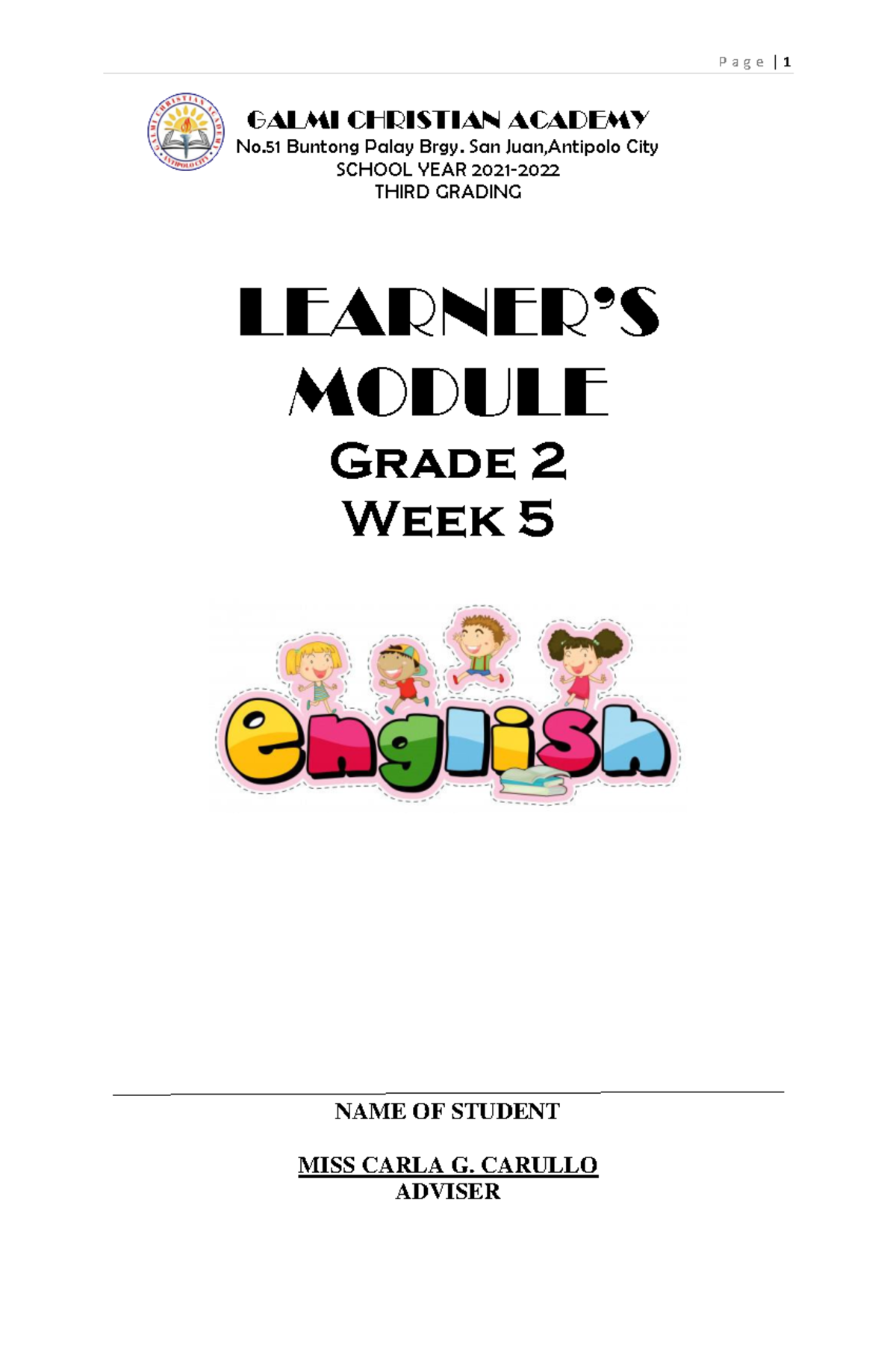 WEEK 5 English 2 - module - GALMI CHRISTIAN ACADEMY No Buntong Palay ...