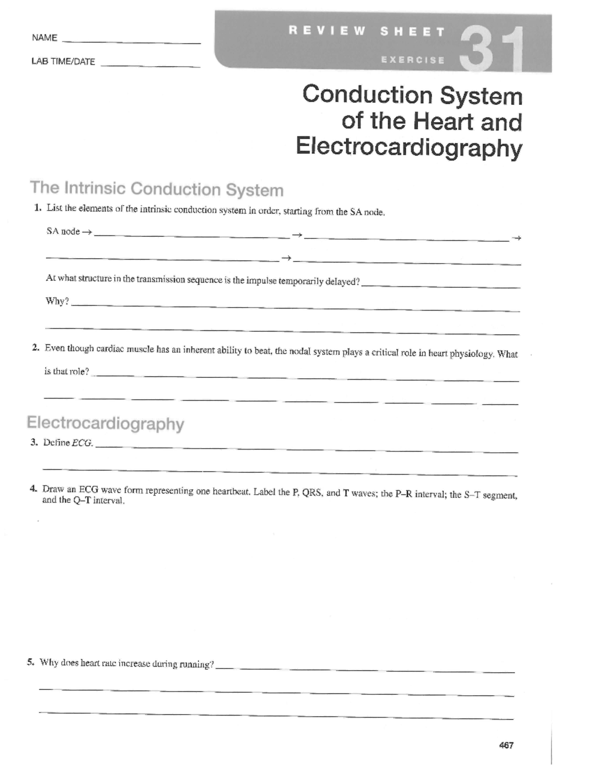Bio 26 lab exercise 31-Conduction of heart - BIO206 - Studocu