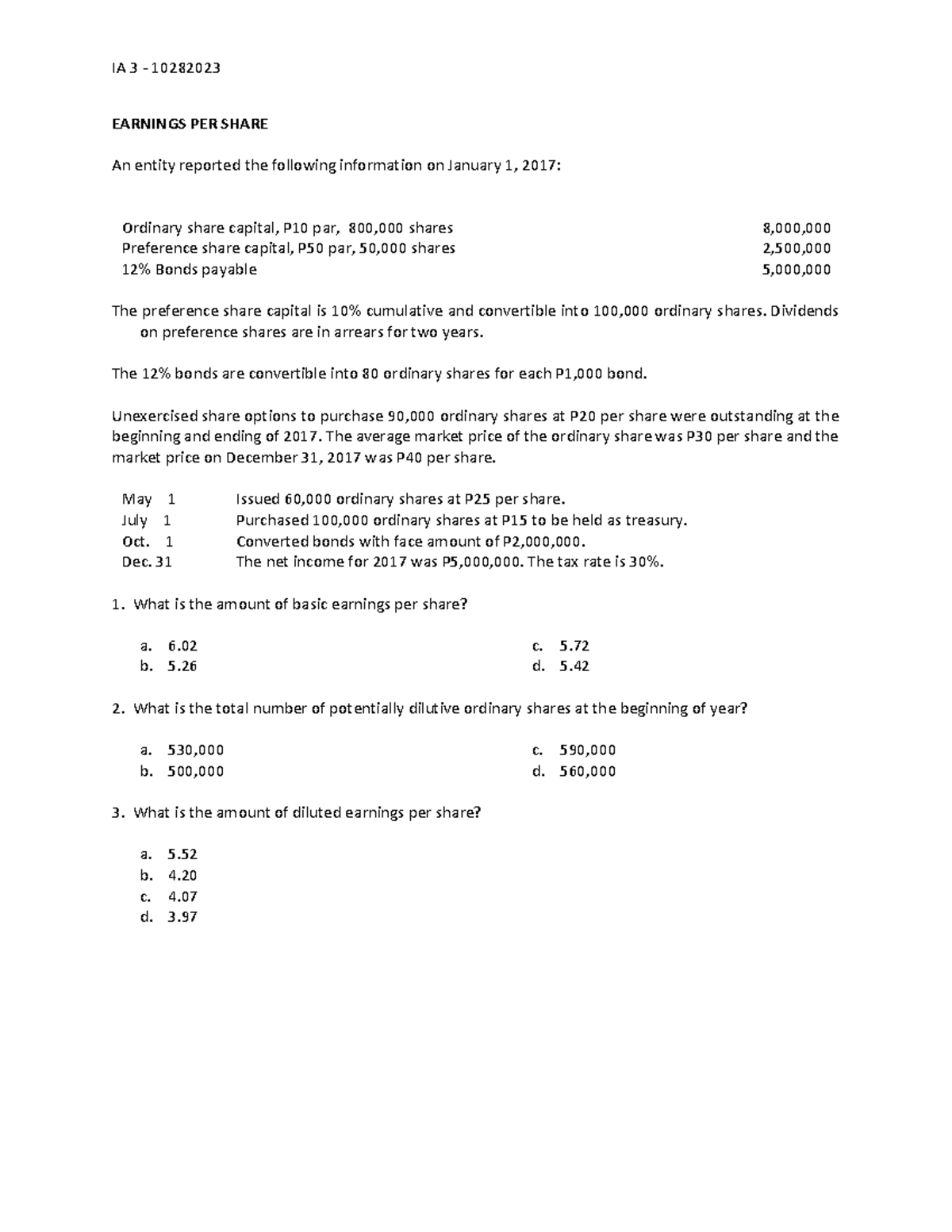 10282023 Handout Ia3 Epsdeps And Beps And Book Value Finals Earnings