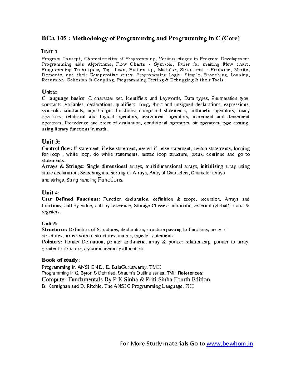Bca Methodology Of Programming And Programming In C Programming Logic Simple Branching