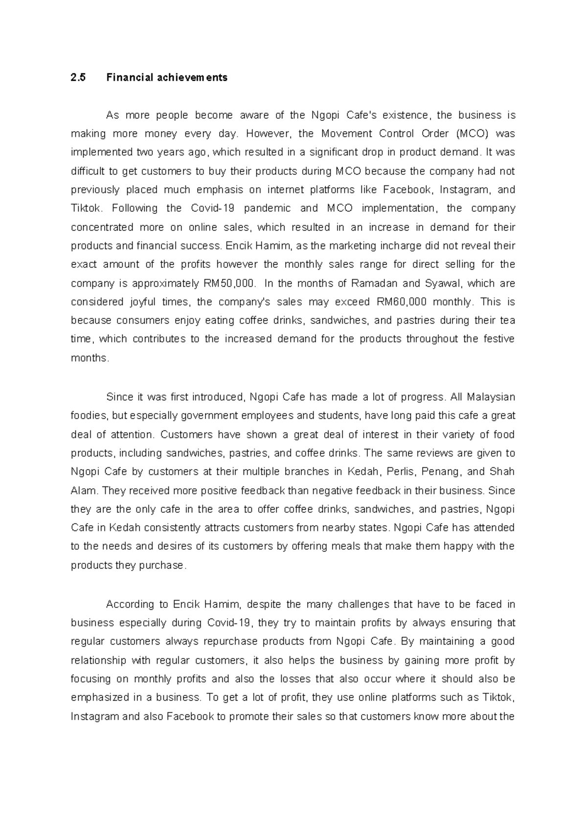 ENT530 Financial achievement and conclusion - 2 Financial achievements ...