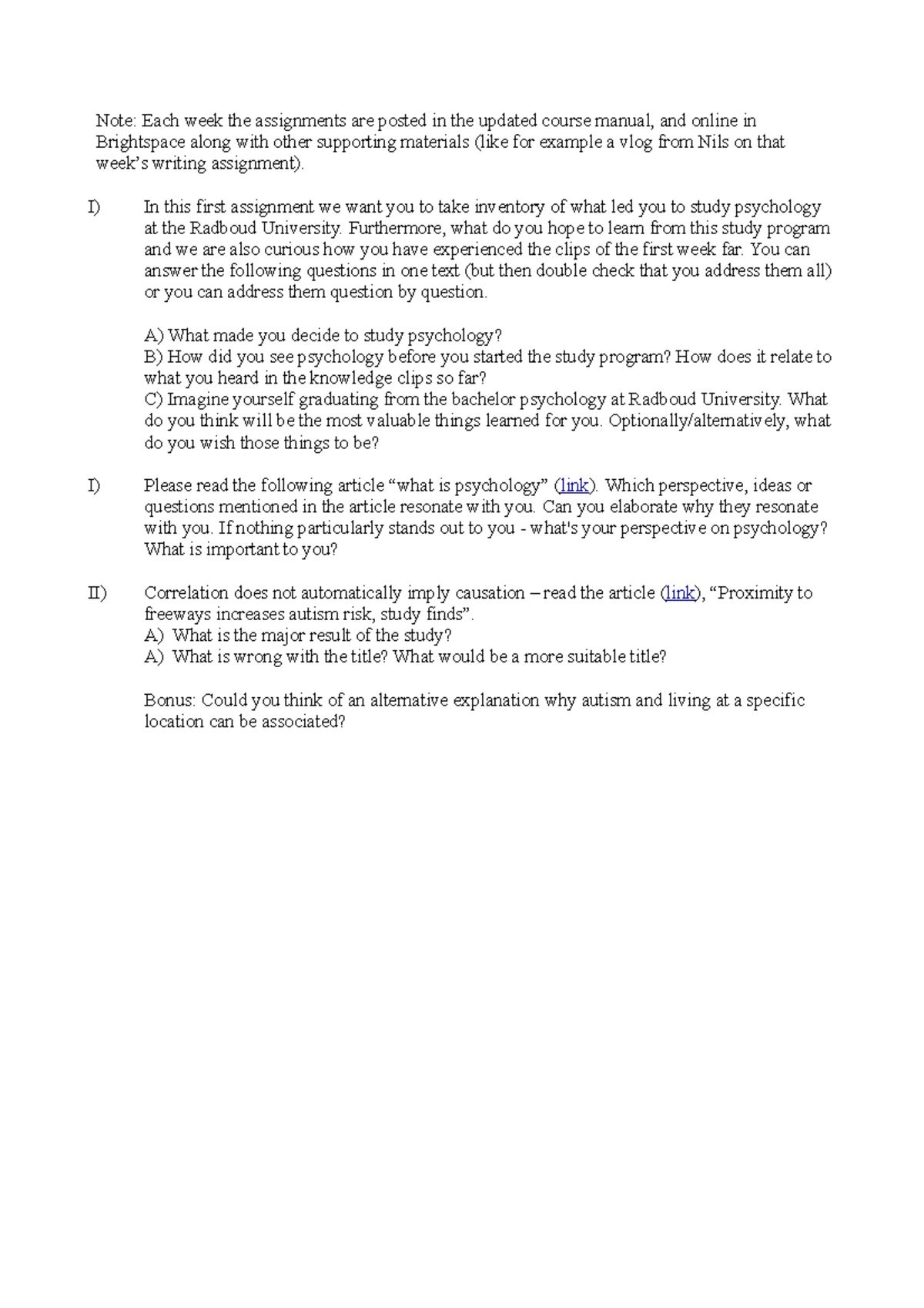 Gip notes week 1 - Note: Each week the assignments are posted in the ...