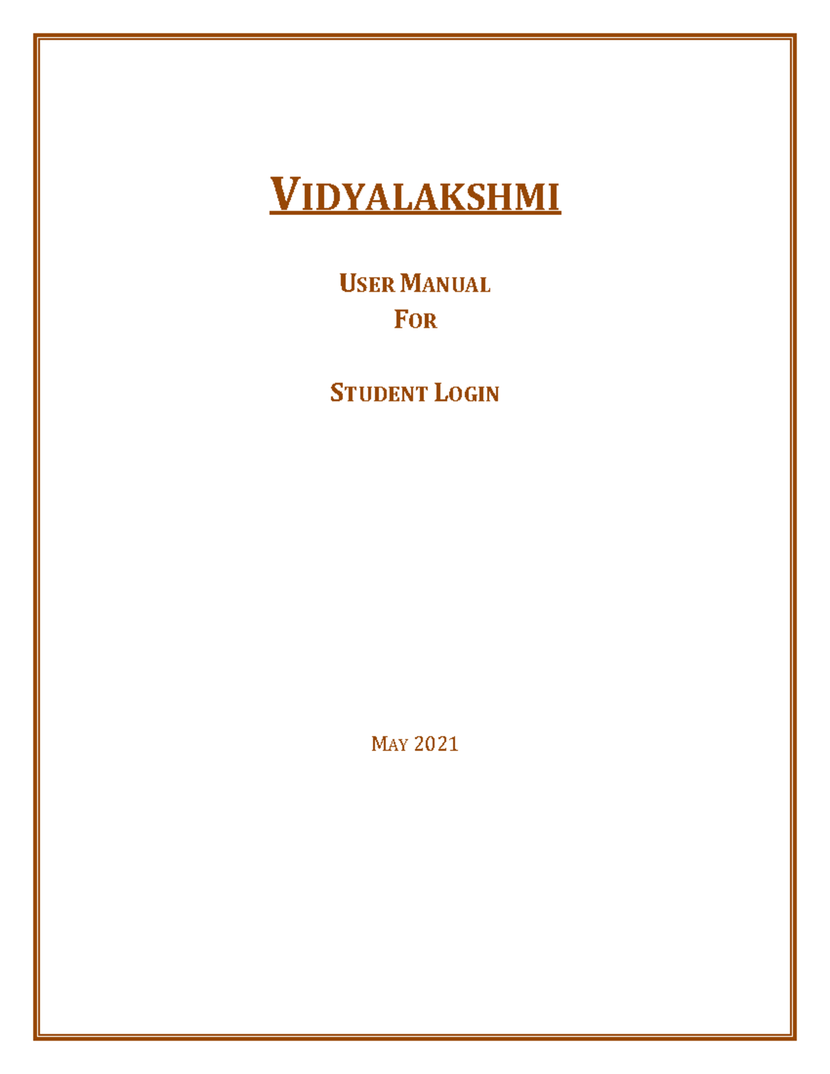 User Manual-Student Login - VIDYALAKSHMI USER MANUAL FOR STUDENT LOGIN ...