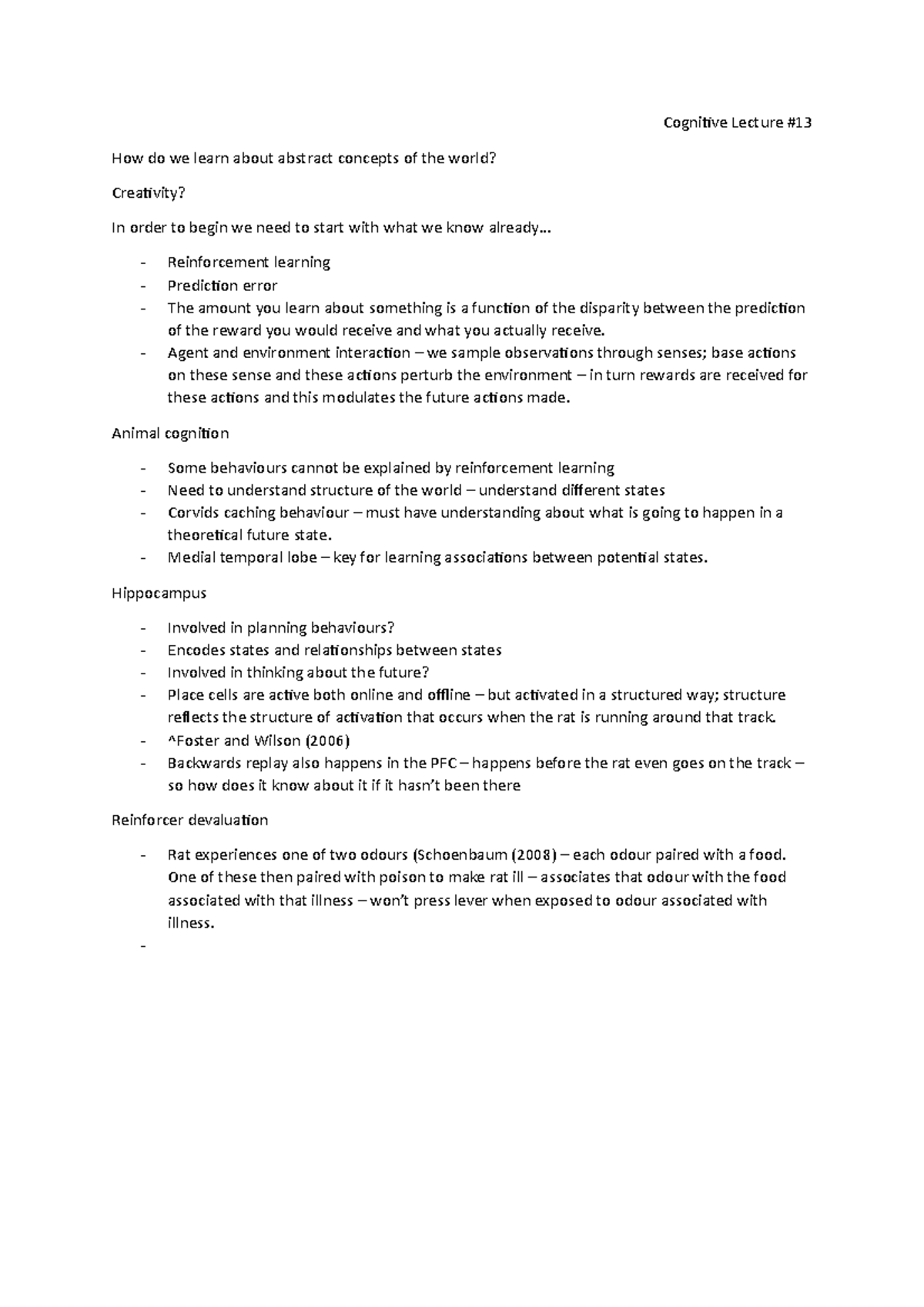 Cog Lecture 13 Notes Cognitive Lecture 13 How Do We Learn About Abstract Concepts Of The