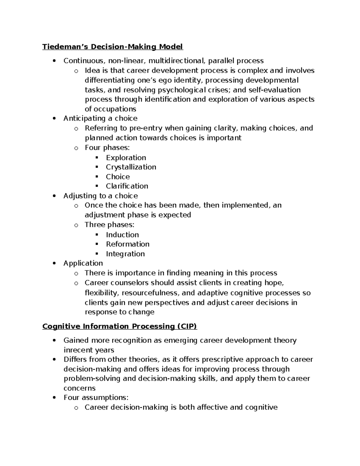 Career Counseling Ch. 5 Textbook Notes and Summary - Tiedeman’s ...