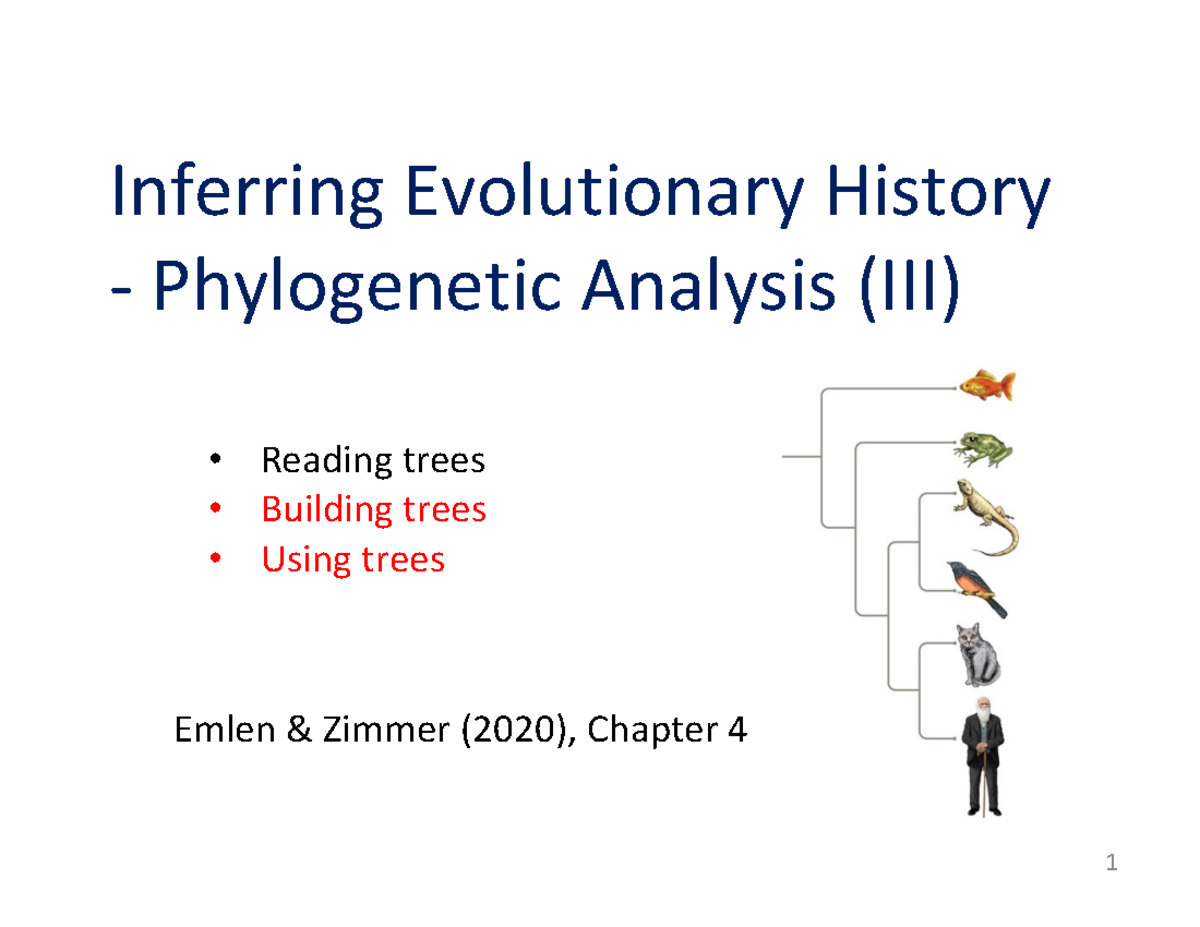 Lecture 6 Phylogenetics 3 - Inferring Evolutionary History Phylogenetic ...
