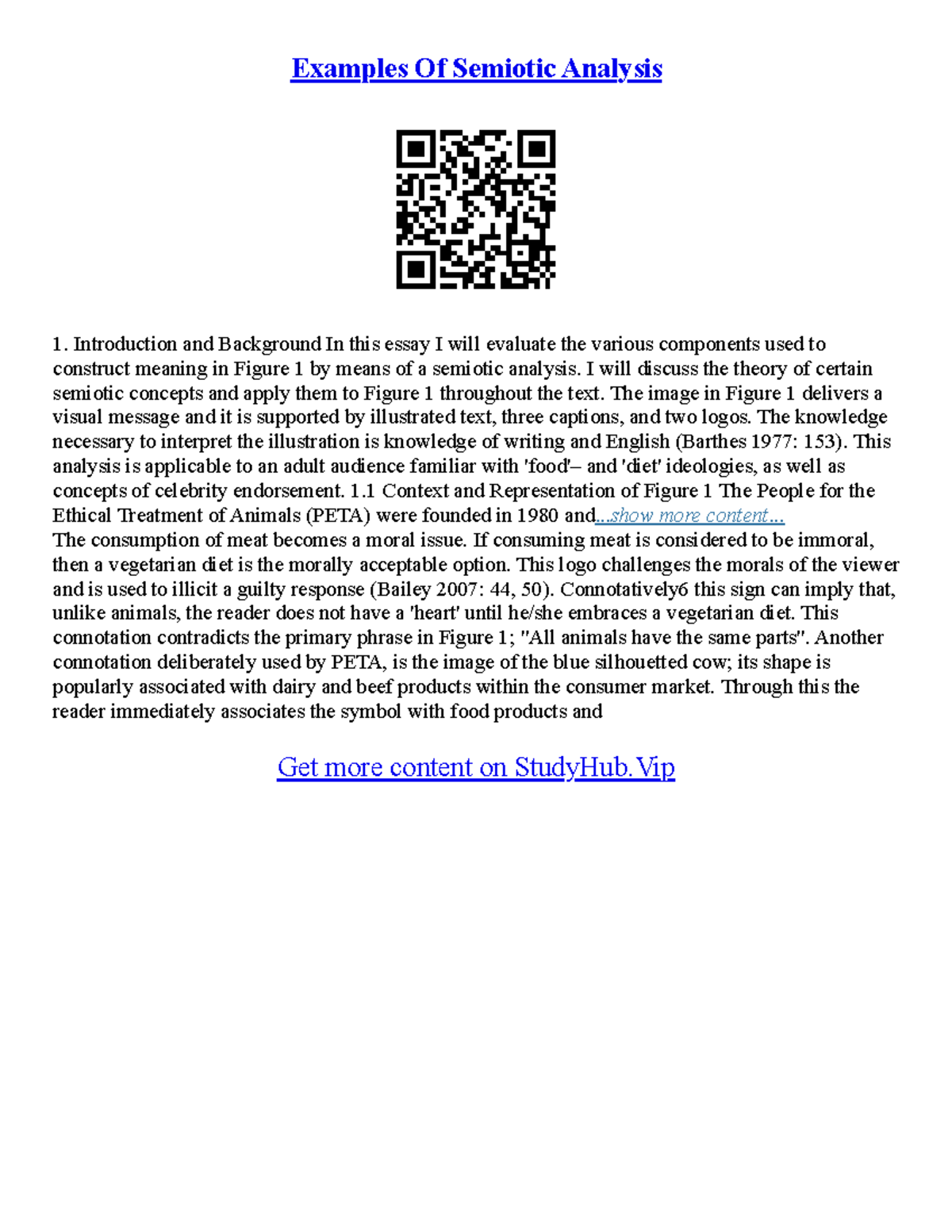 Analytical Essay Introduction Example - Examples Of Semiotic Analysis ...