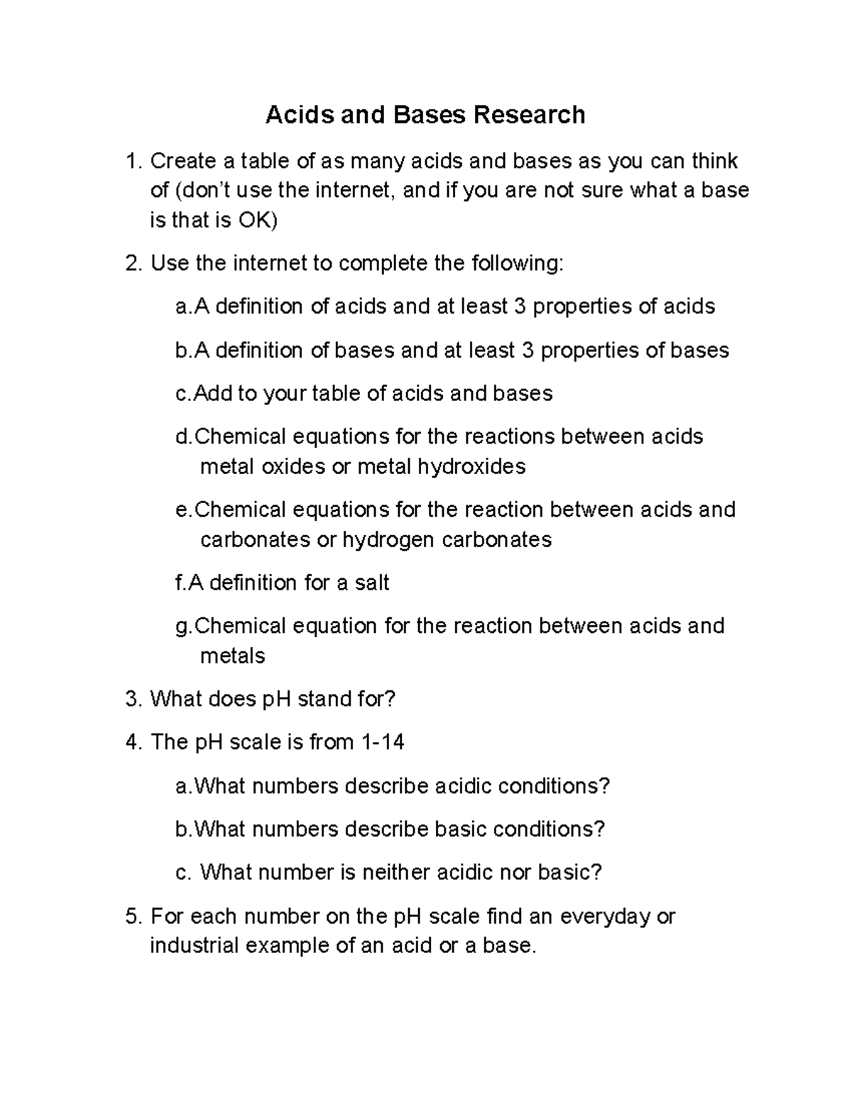 01.Acids and Bases Research - Acids and Bases Research Create a table ...