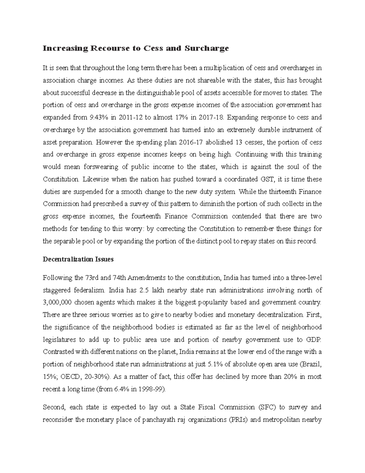 Increasing Recourse to Cess and Surcharge - As these duties are not ...