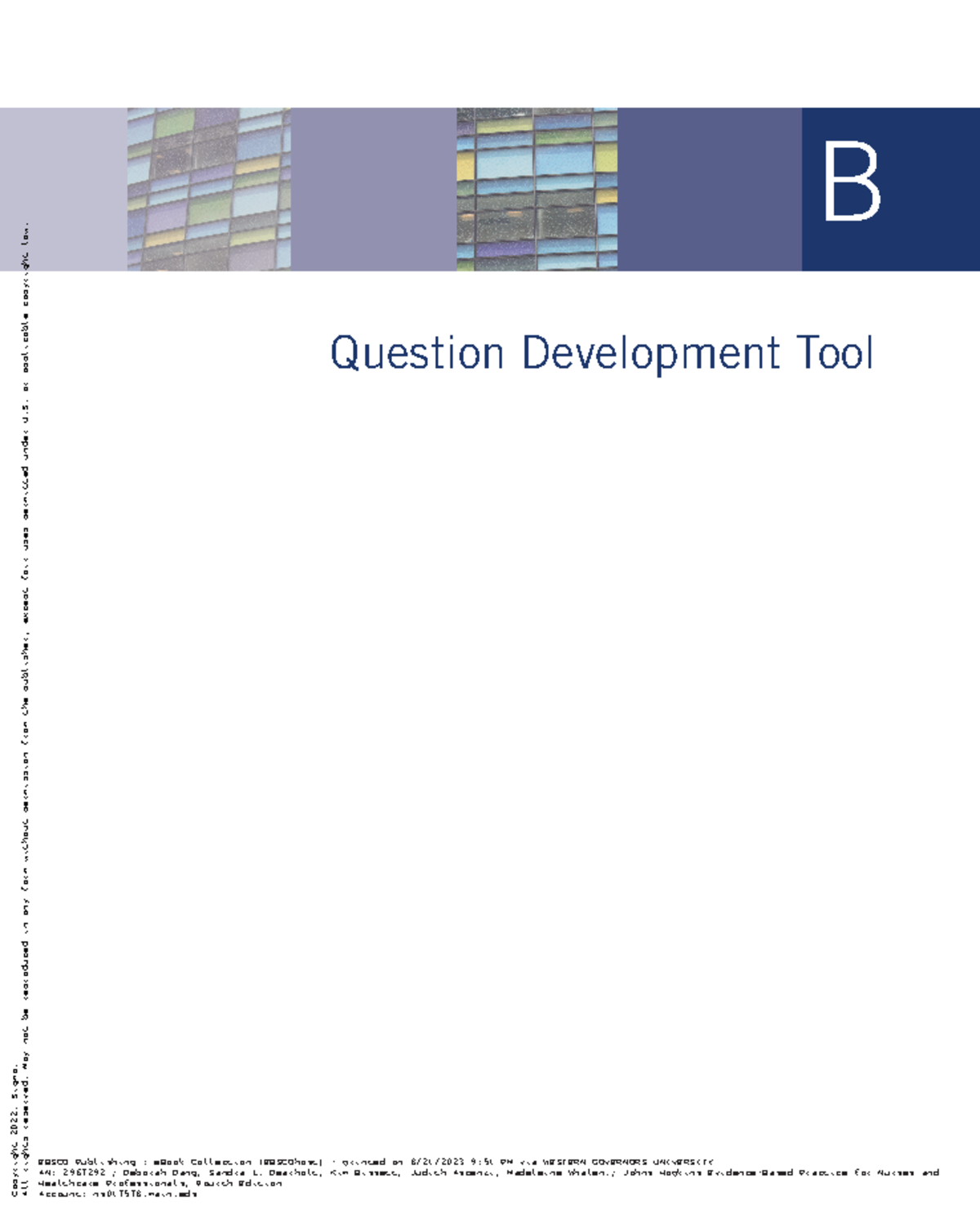 Appendix B Question Deve Johns Hopkins Evidence B - B Question ...