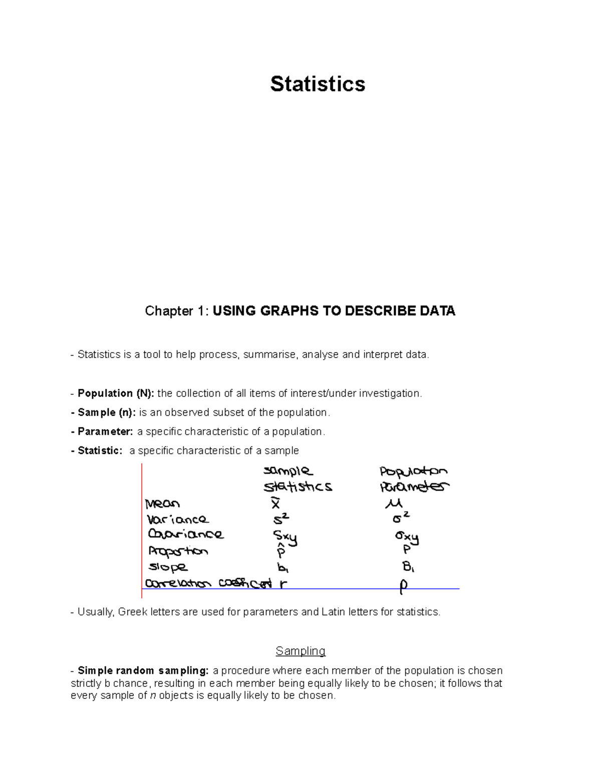Statistics notes 1st partial - Statistics Chapter 1: USING GRAPHS TO ...