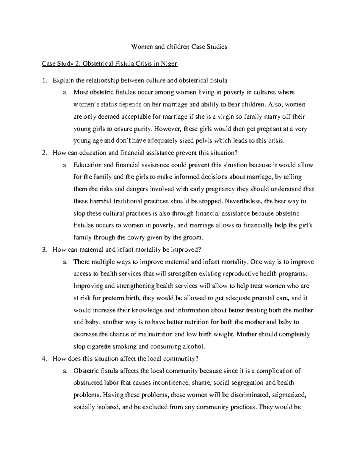 Case study - Women and children Case Studies Case Study 2: Obstetrical ...