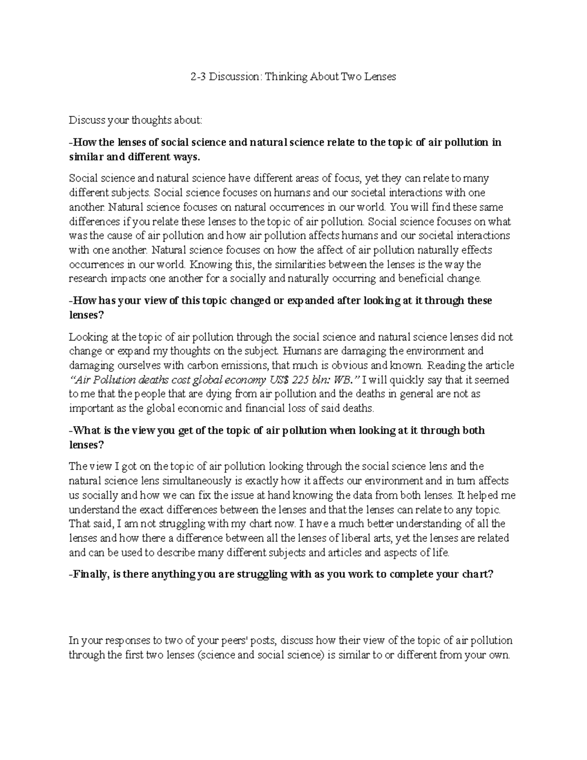 2-3 Discussion Thinking About Two Lenses - 2-3 Discussion: Thinking ...