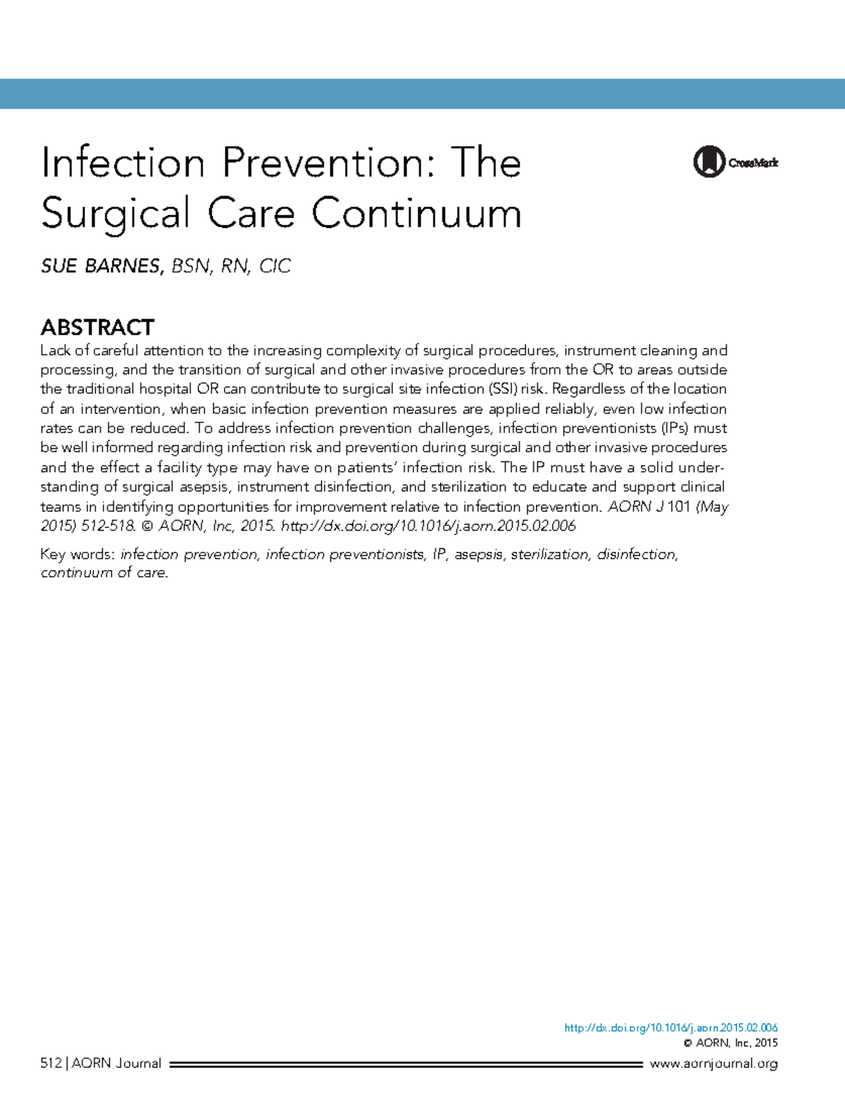 Surgical infection - Lecture notes 1 - Infection Prevention: The ...