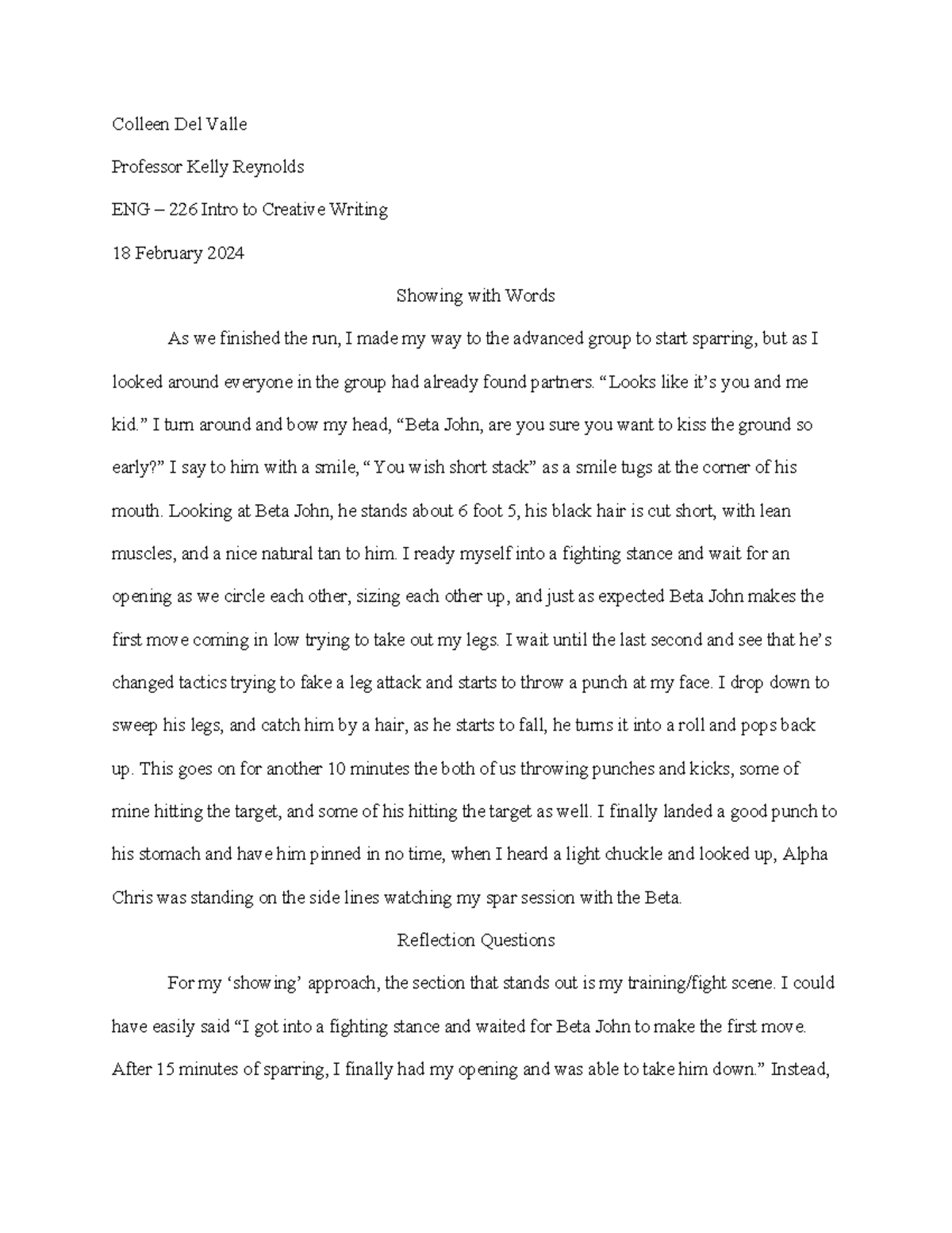 6-2 Blog Discussion - Showing With Words - Colleen Del Valle Professor Kelly Reynolds ENG – 226 ...