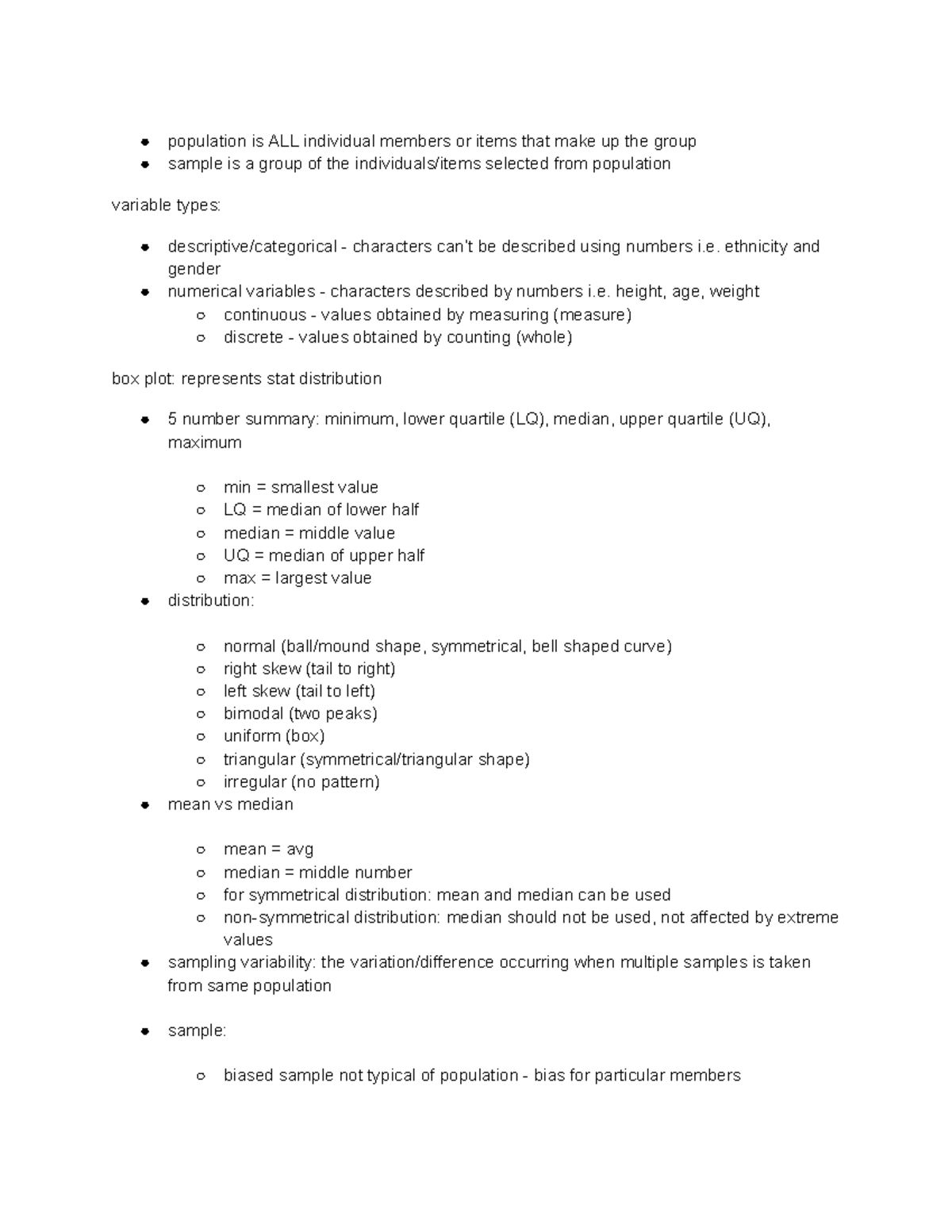 Inference Plan - These are statistics level 3 class notes, outlining a ...
