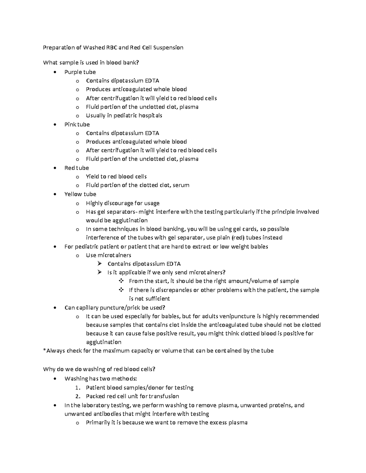 Prelims-LAB-BB - Practice Questions - Preparation of Washed RBC and Red ...