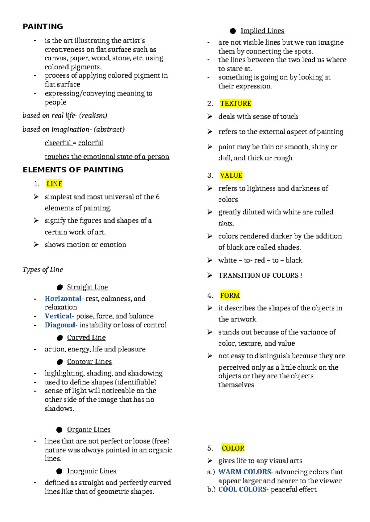 ARTS-1100-note1 - Module for first years - PAINTING is the art ...