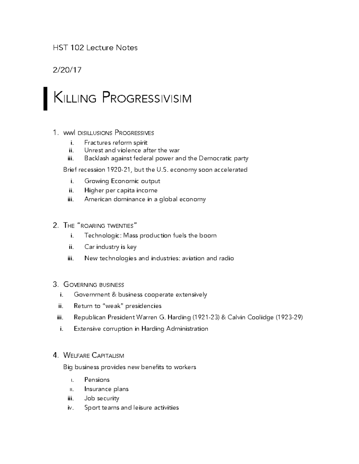 Gonda Lecture Notes Ntoes - HST 102 Lecture Notes 2/20/17 K ILLING P ...
