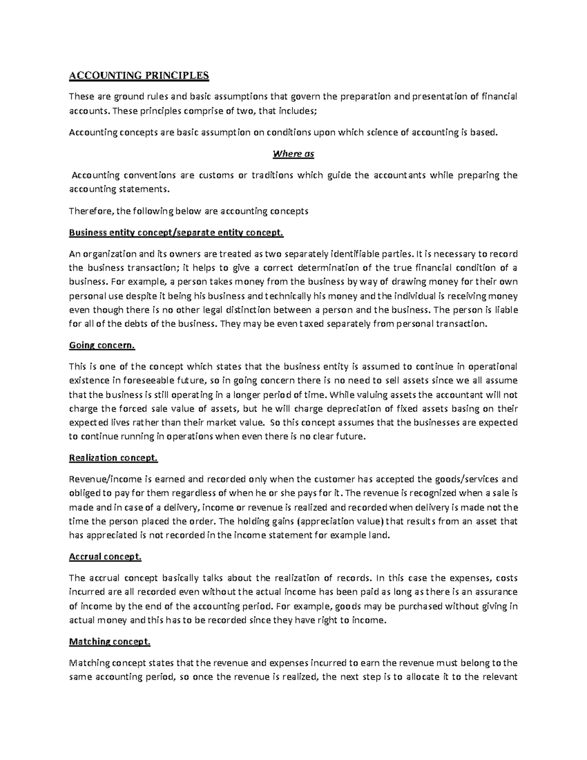 Accounting Principles - ACCOUNTING PRINCIPLES These are ground rules ...