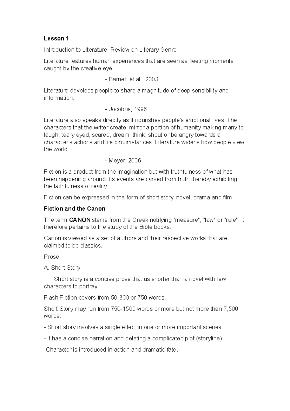 Review on Literary Genre - Lesson 1 Introduction to Literature: Review ...