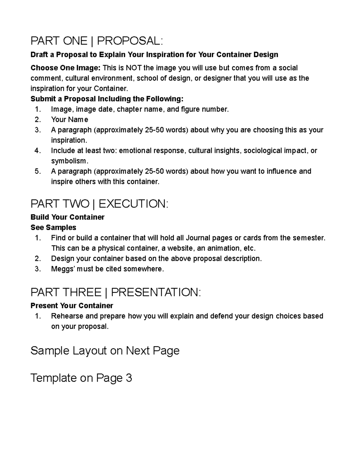 Journal Container Proposal - PART ONE | PROPOSAL: Draft a Proposal to ...