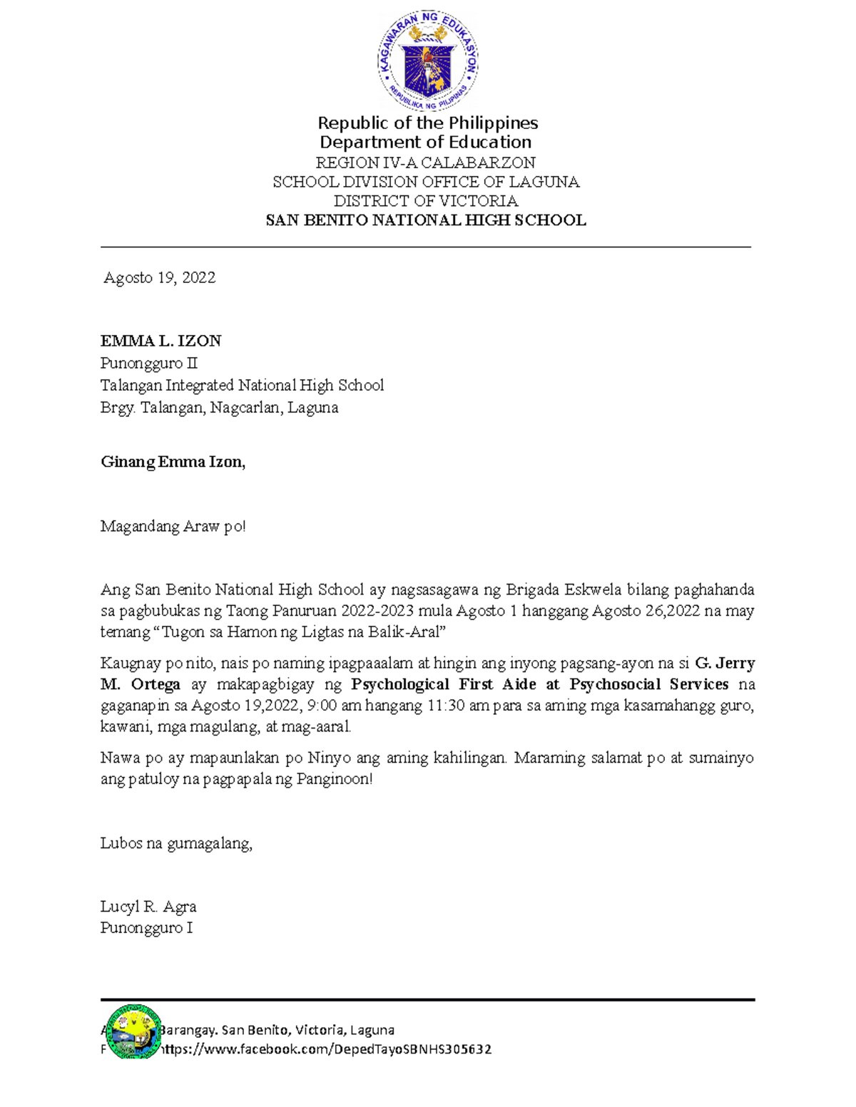 Letter - asdasdasd - Republic of the Philippines Department of ...