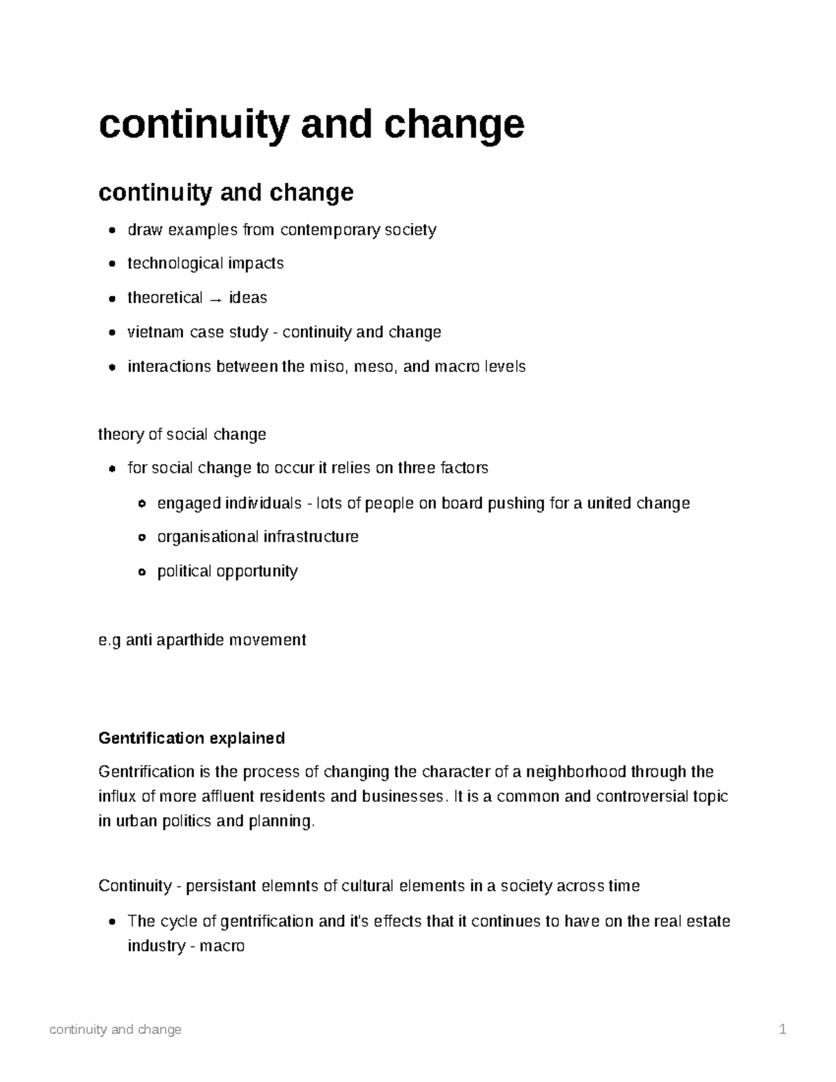 Society and culture Continuity and Change notes - continuity and change ...