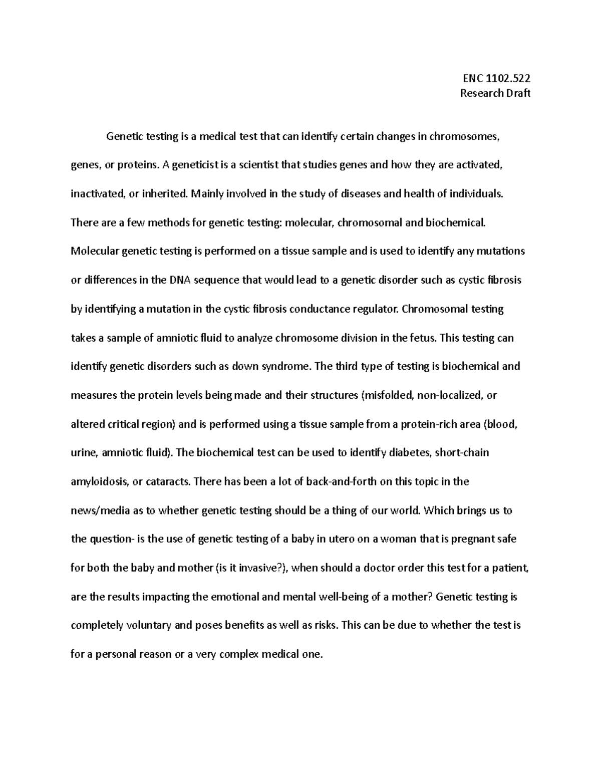Research Summary Draft - ENC 1102 - USF - Studocu