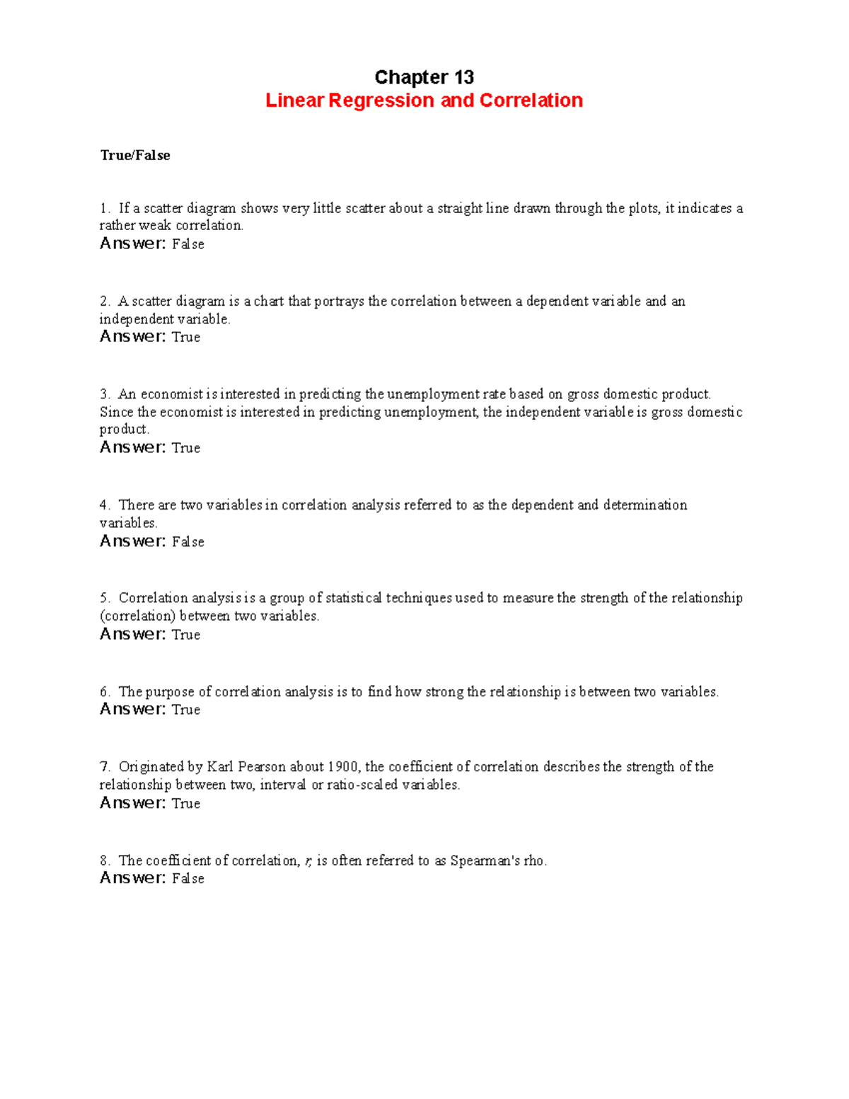Ch13 Linear Regression and Correlation - Chapter 13 Linear Regression ...