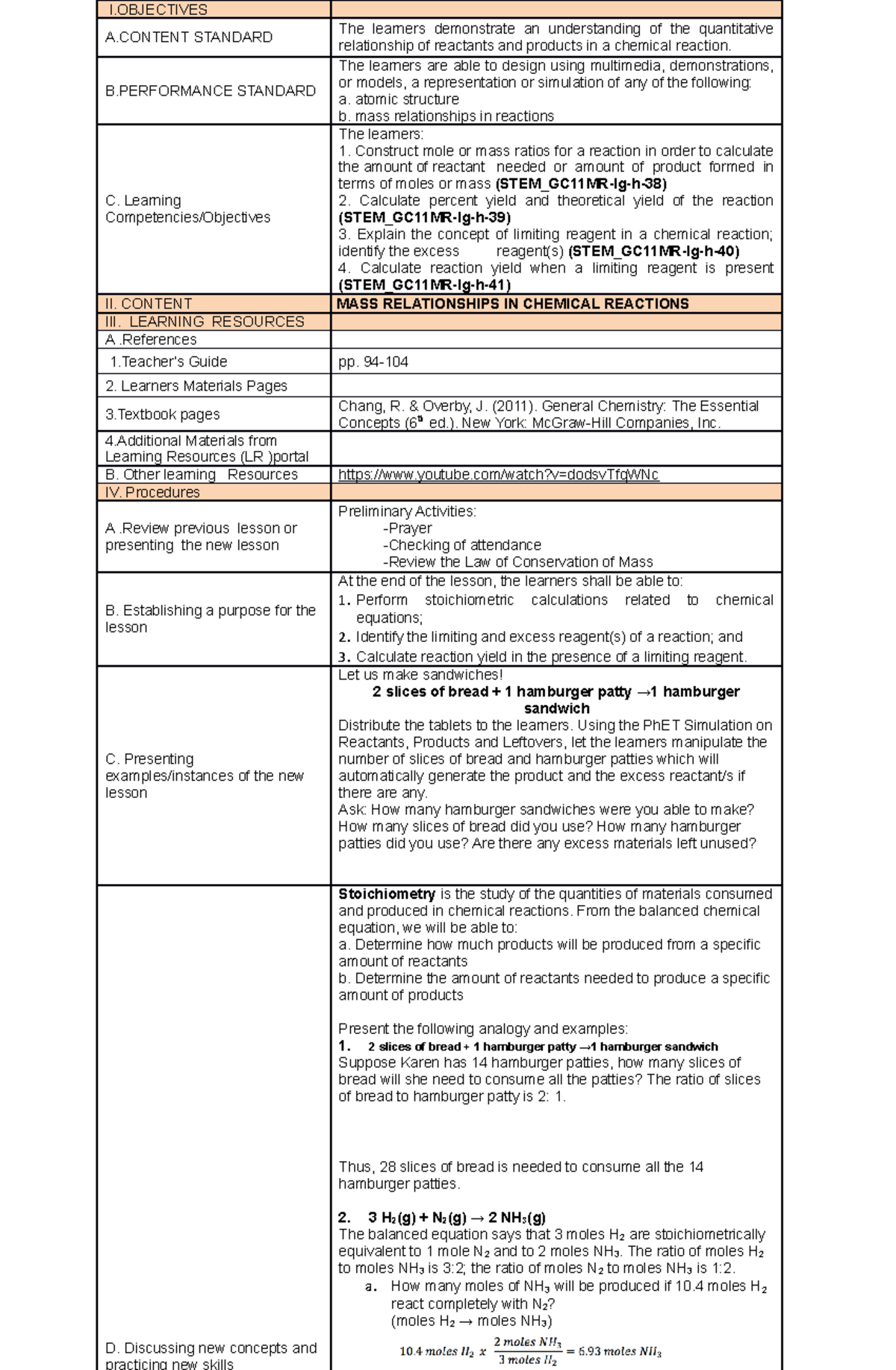 DLP Mass Relationships in Chemical Reactions - I A STANDARD The ...