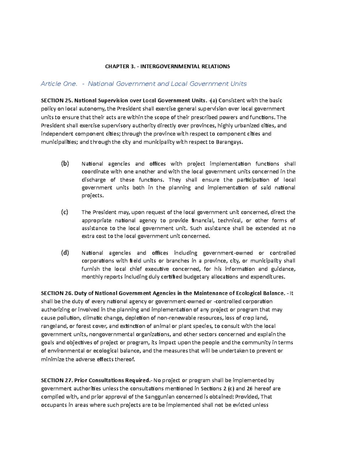 Local and Regional Governance BOOK 1. Title 1 - CHAPTER 3 ...