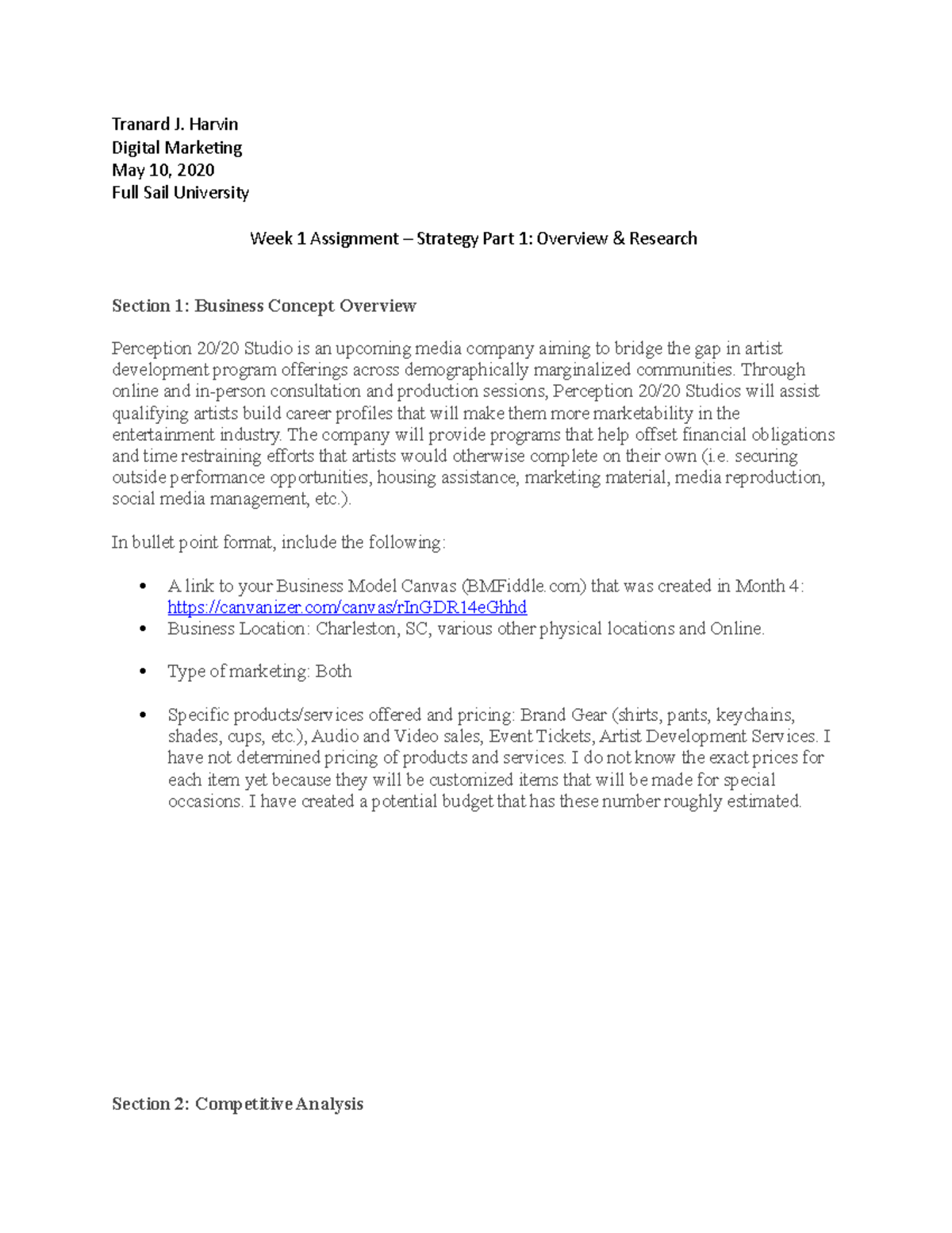 Week 1 Assignment - Assignemnt - Tranard J. Harvin Digital Marketing ...