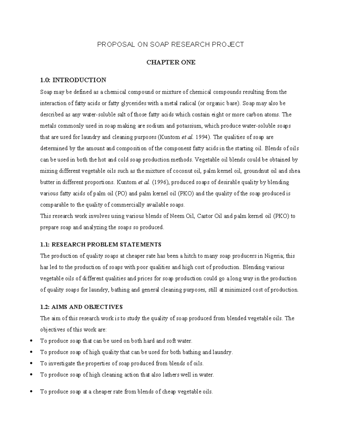Proposal ON SOAP Research Project - PROPOSAL ON SOAP RESEARCH PROJECT ...