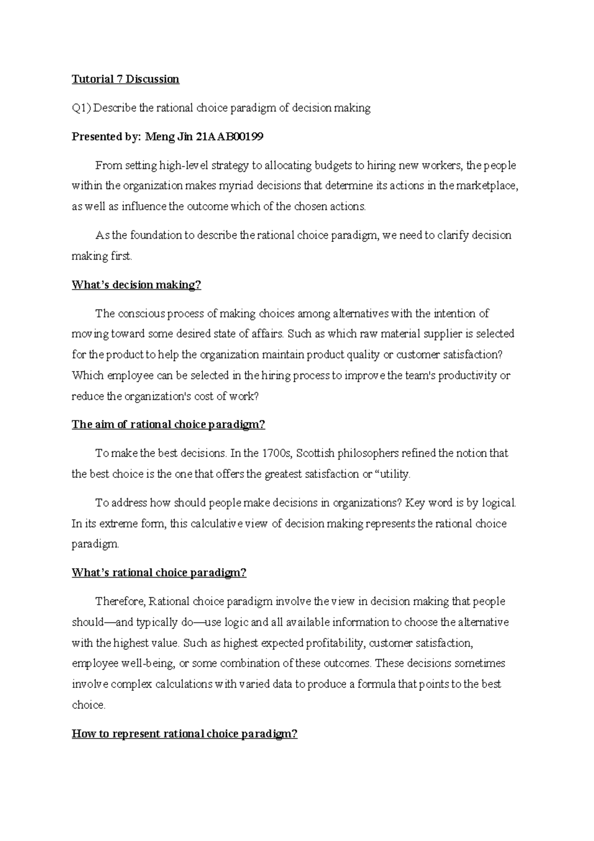 Tutorial 7 - Lecture notes 5 - Tutorial 7 Discussion Q1) Describe the ...