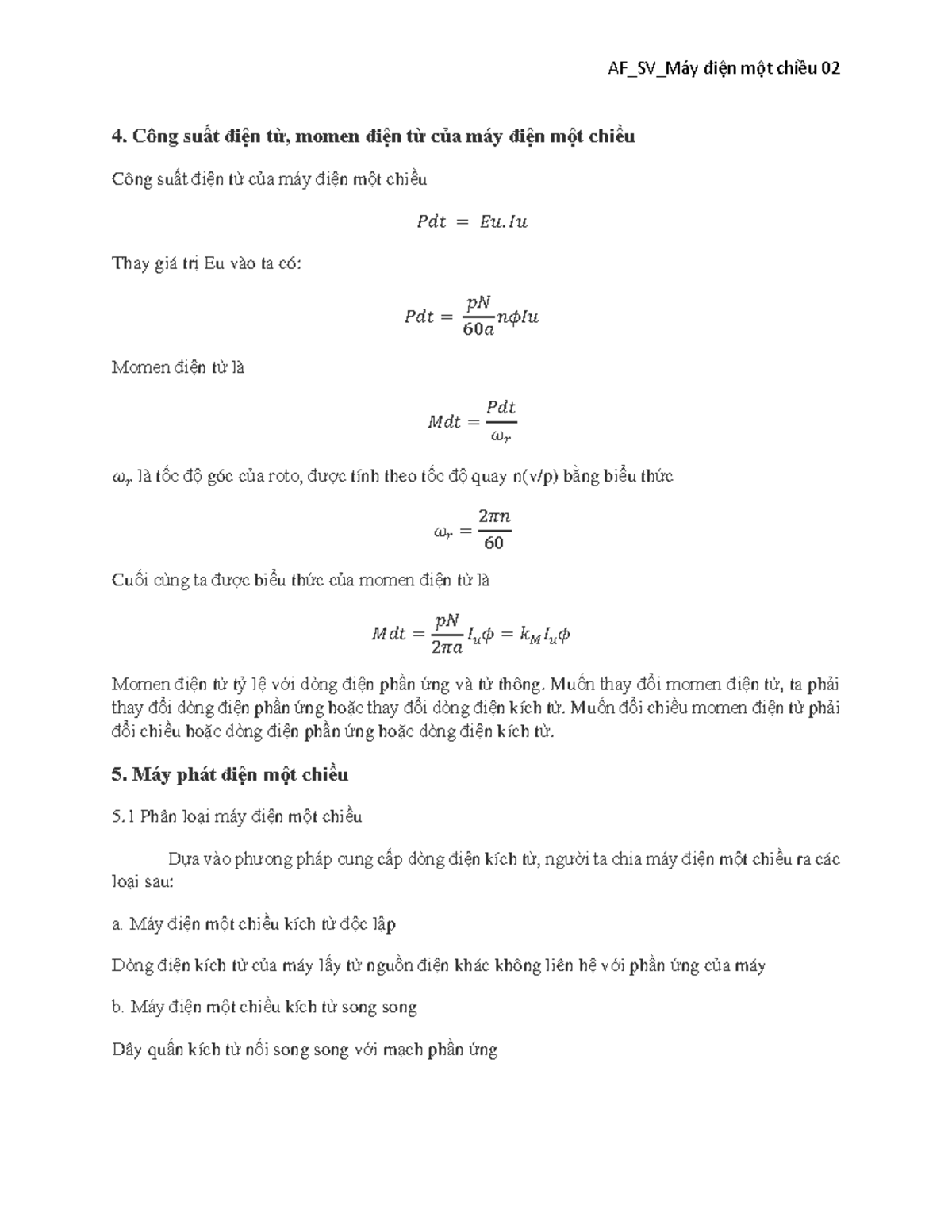 B22 SV Kikai Ch3 Máy điện một chiều 02 - 4. Công suất điện từ, momen điện từ của máy điện một ...