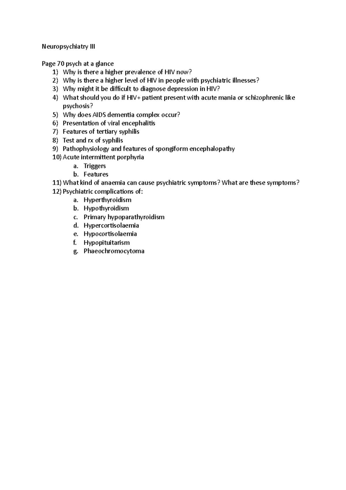 Neuropsychiatry III - QUESTIONS - Neuropsychiatry III Page 70 psych at ...