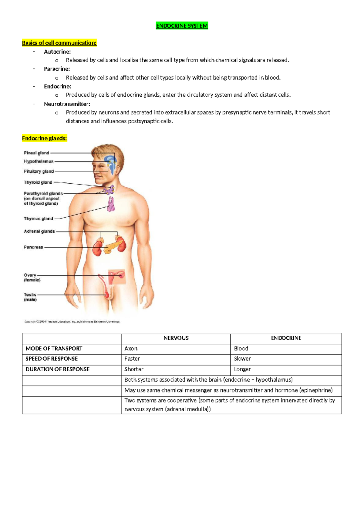 Endocrine System - Notes for all HSF compendiums - ENDOCRINE SYSTEM ...