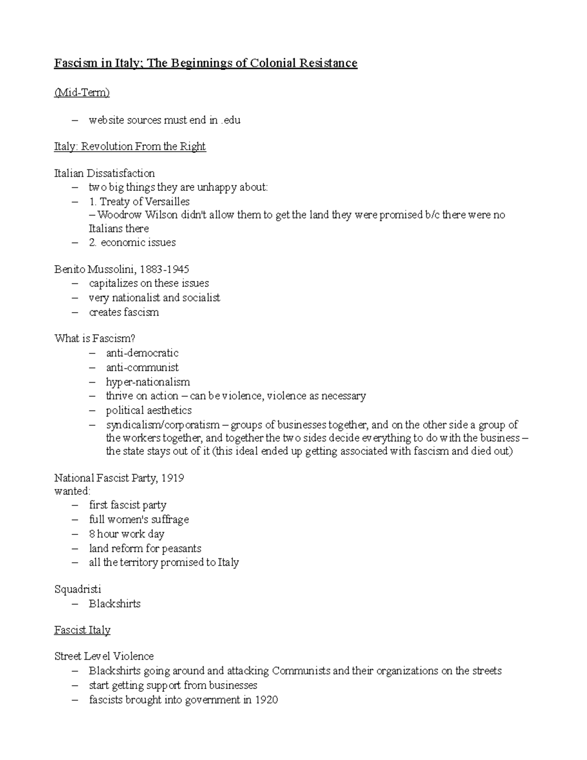 The Spread of Fascism in Europe Starting in 1919 - Fascism in The ...