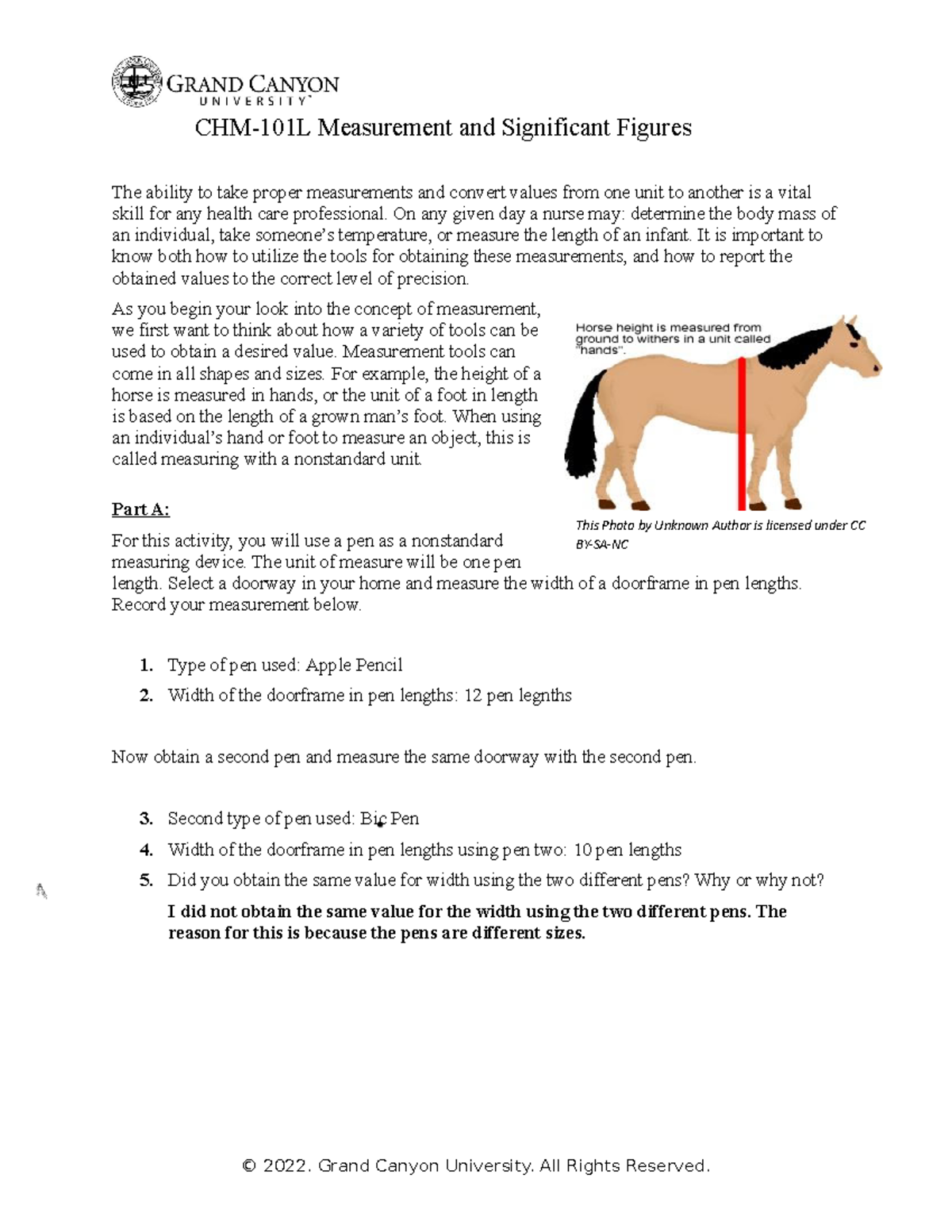 Meausurement AND Significant Figures - CHM-101L Measurement and ...