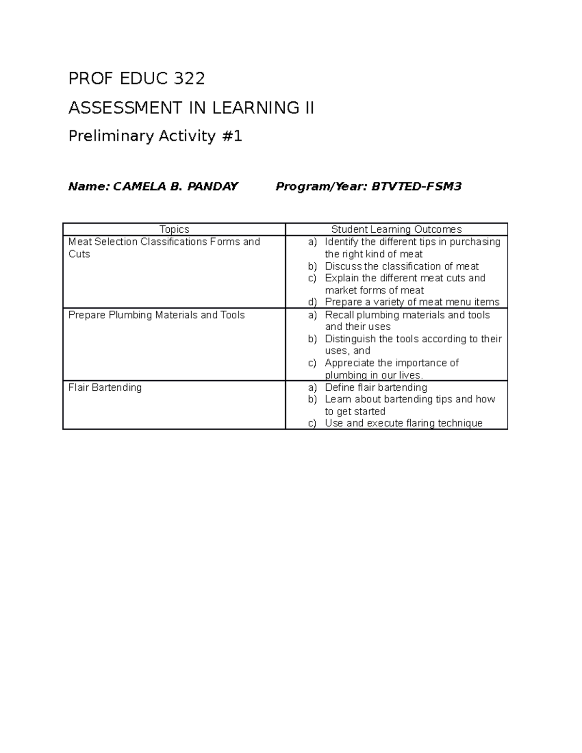 PROF EDUC 322 Assessment IN Learning II - PROF EDUC 322 ASSESSMENT IN LEARNING II Preliminary ...