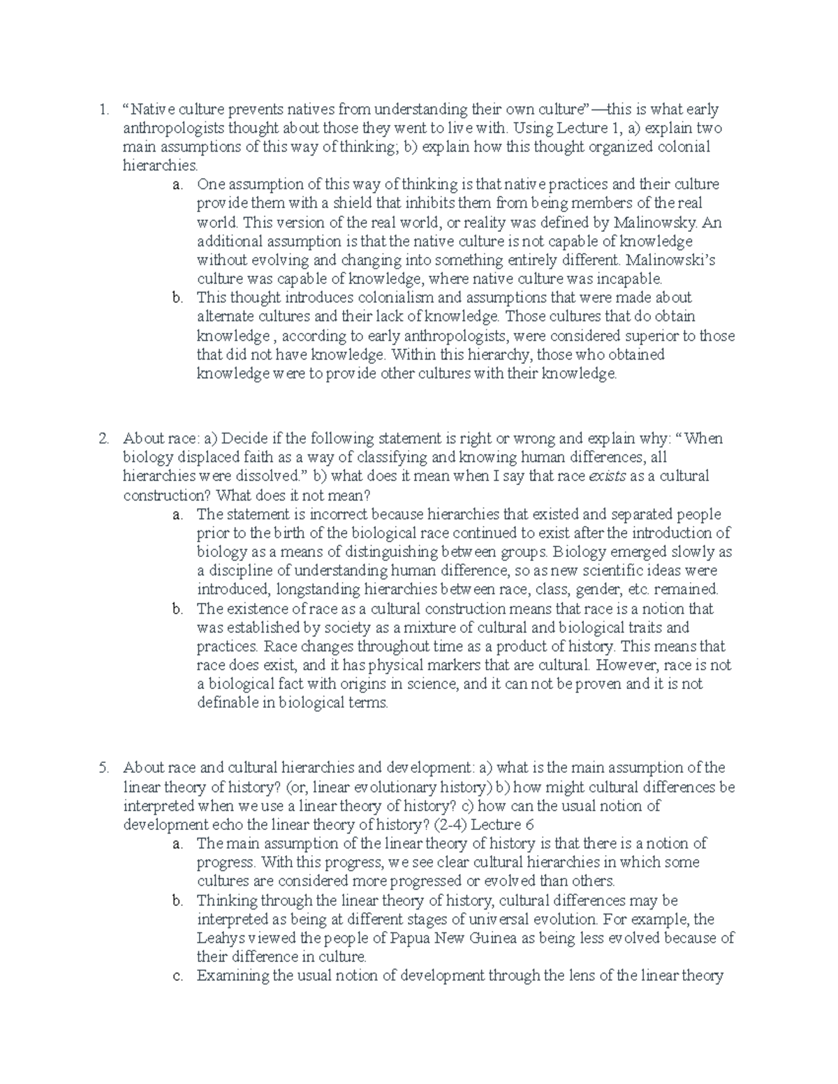 Exam 1 - Midterm prompts and responses Grade- A - “Native culture ...