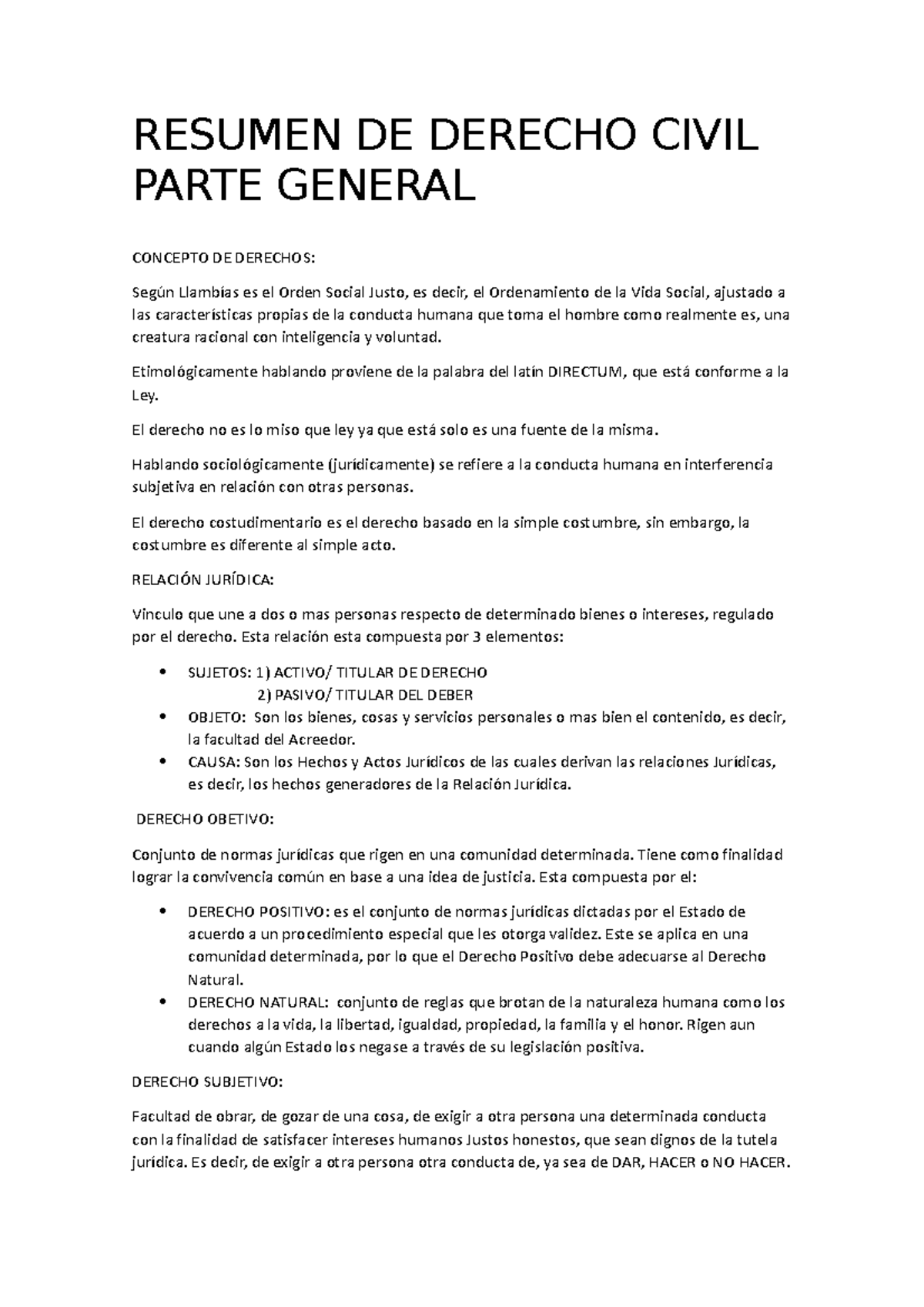 Resumen DE Derecho Civil Parte General - RESUMEN DE DERECHO CIVIL PARTE ...